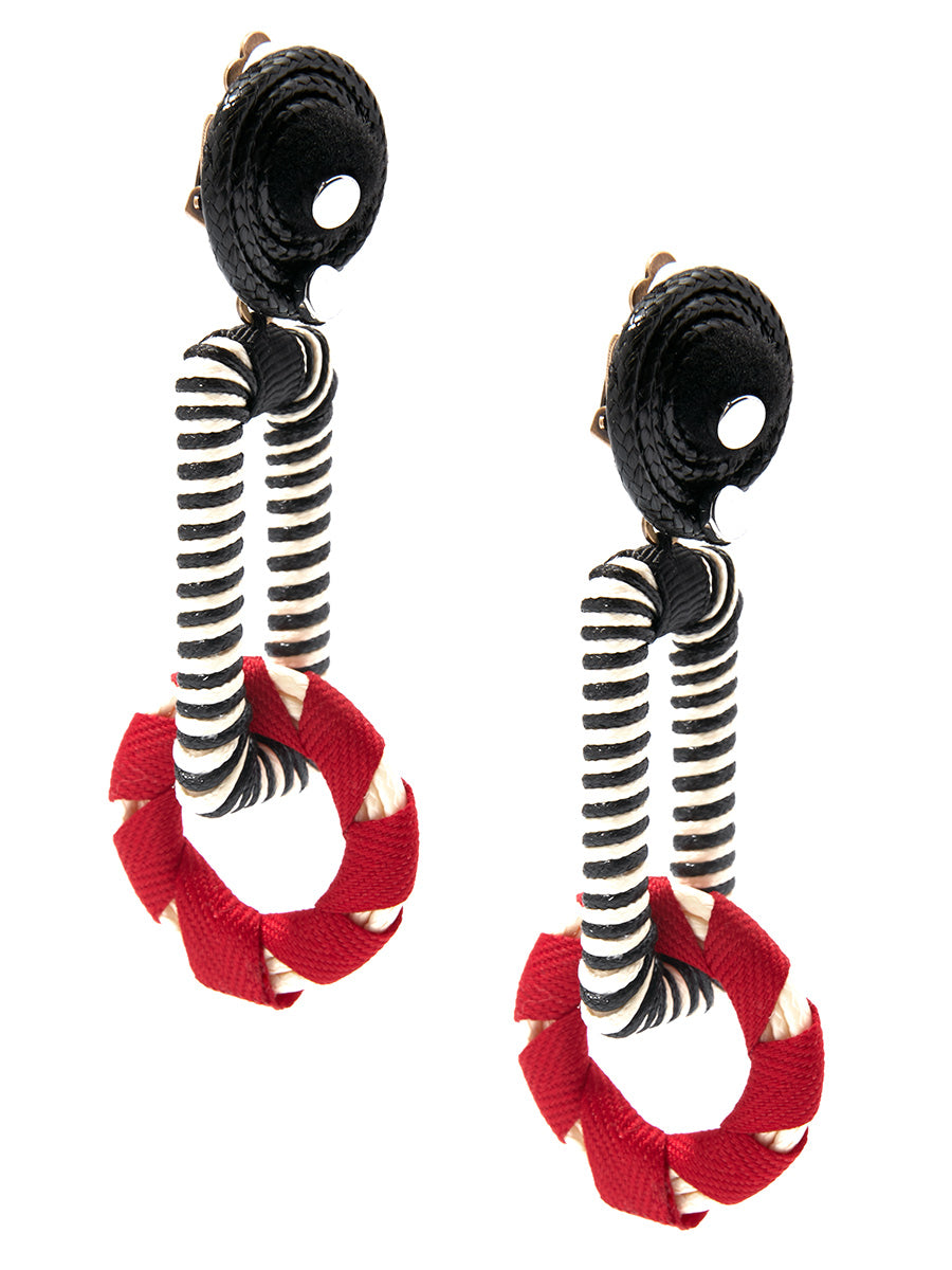 Striped Geometric Statement Earring| ZENZII Wholesale Jewelry