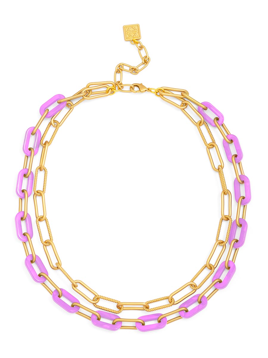 Marbled Resin Link Layered Collar Necklace | ZENZII Wholesale Jewelry