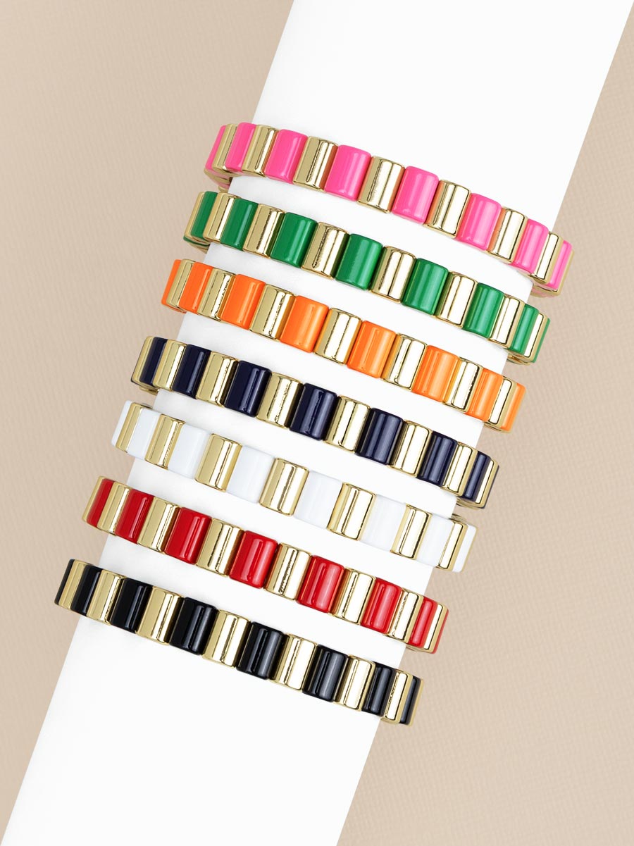 Enamel Tile Stretch Bracelet | ZENZII Wholesale Jewelry