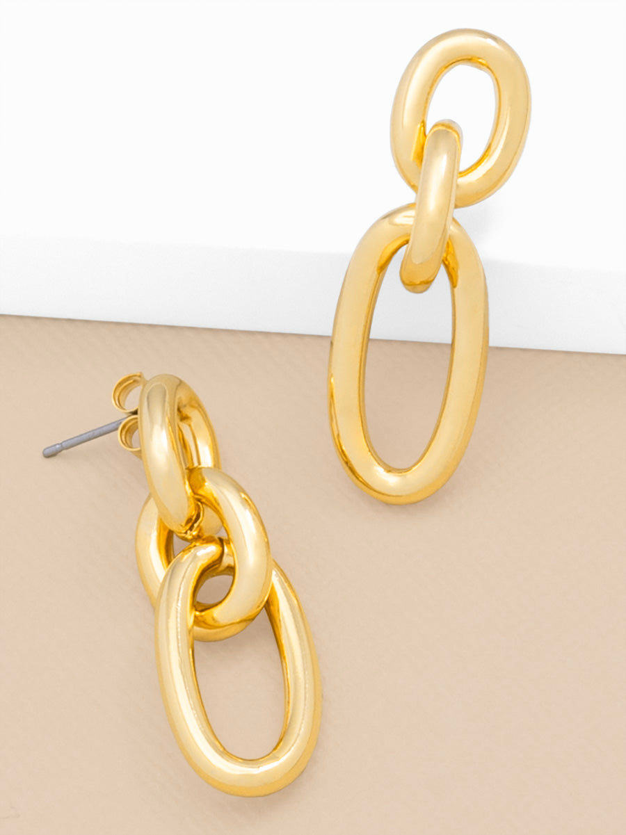 Metal Double Link Drop Earring | ZENZII Wholesale Jewelry