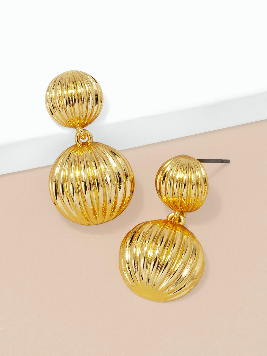 Ribbed Double Ball Drop Earring | ZENZII Wholesale Jewelry