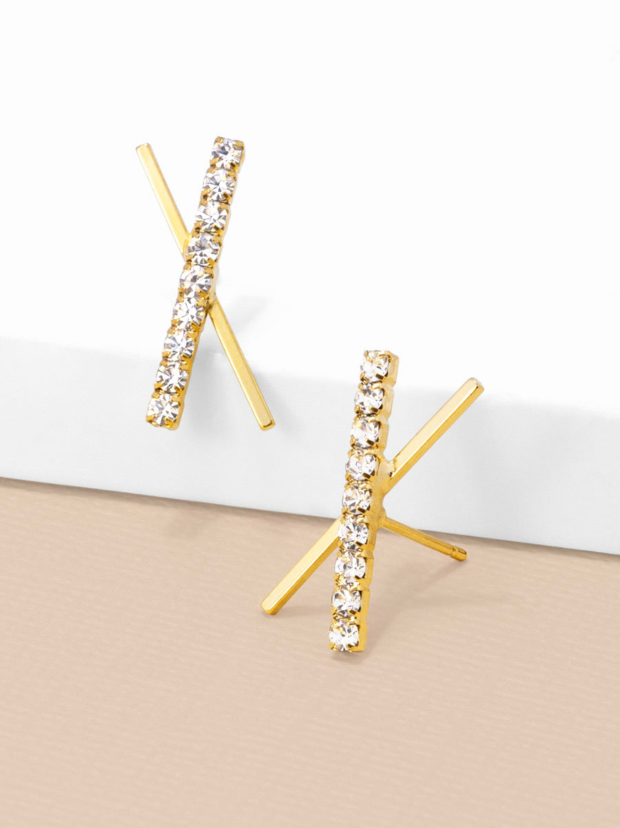 Pavé Criss Cross Stud Earring | ZENZII Wholesale Jewelry