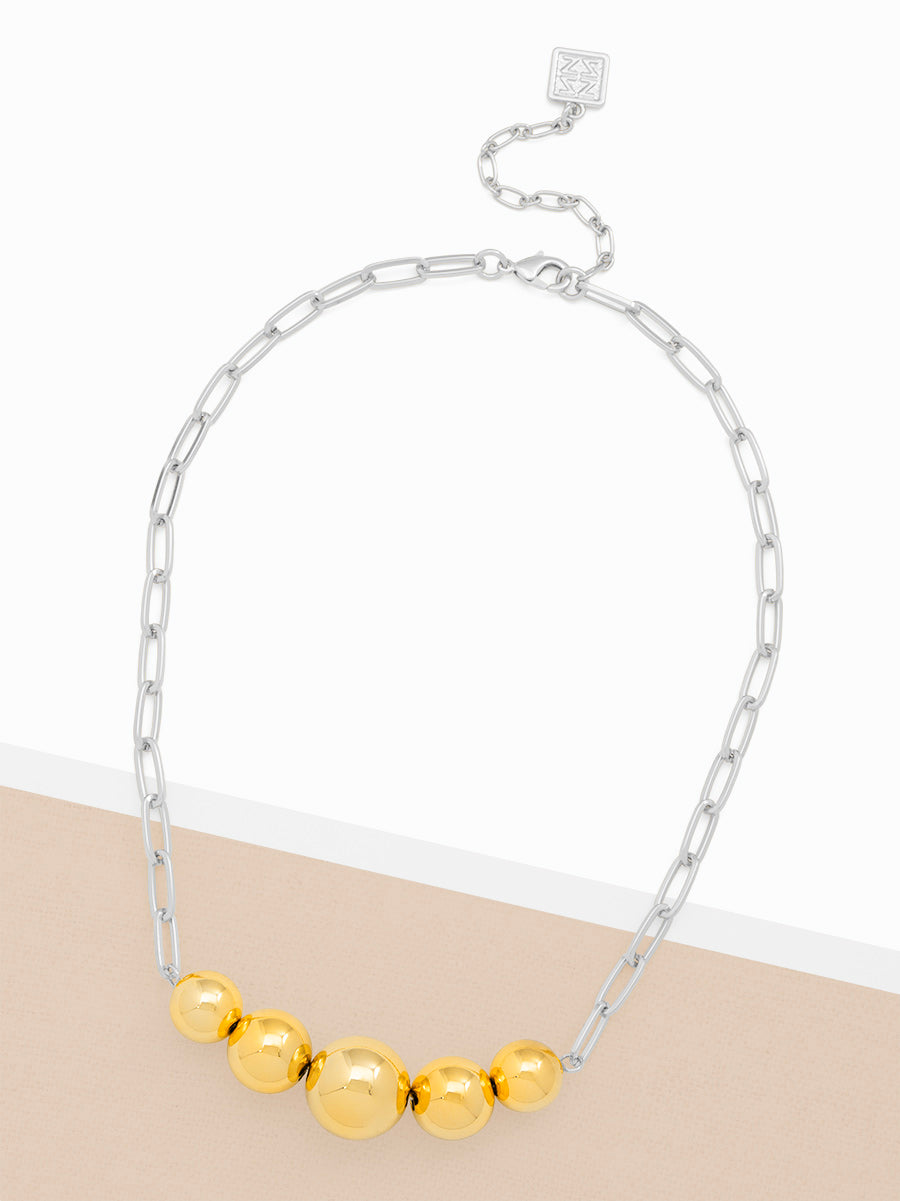 Metal Beaded Charm Link Collar Necklace | ZENZII Wholesale Jewelry