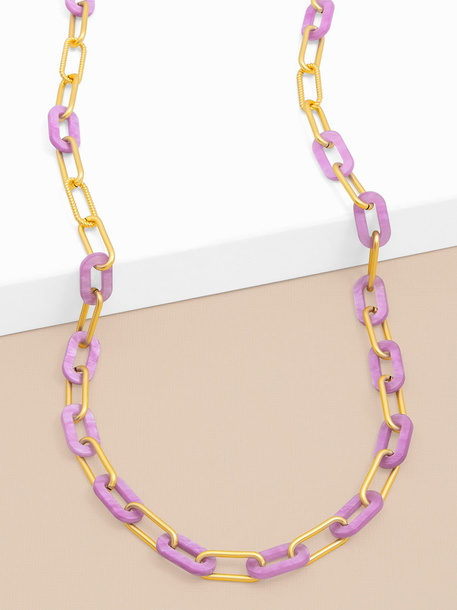 Marbled Resin Link Paperclip Chain Long Necklace | ZENZII Wholesale Jewelry