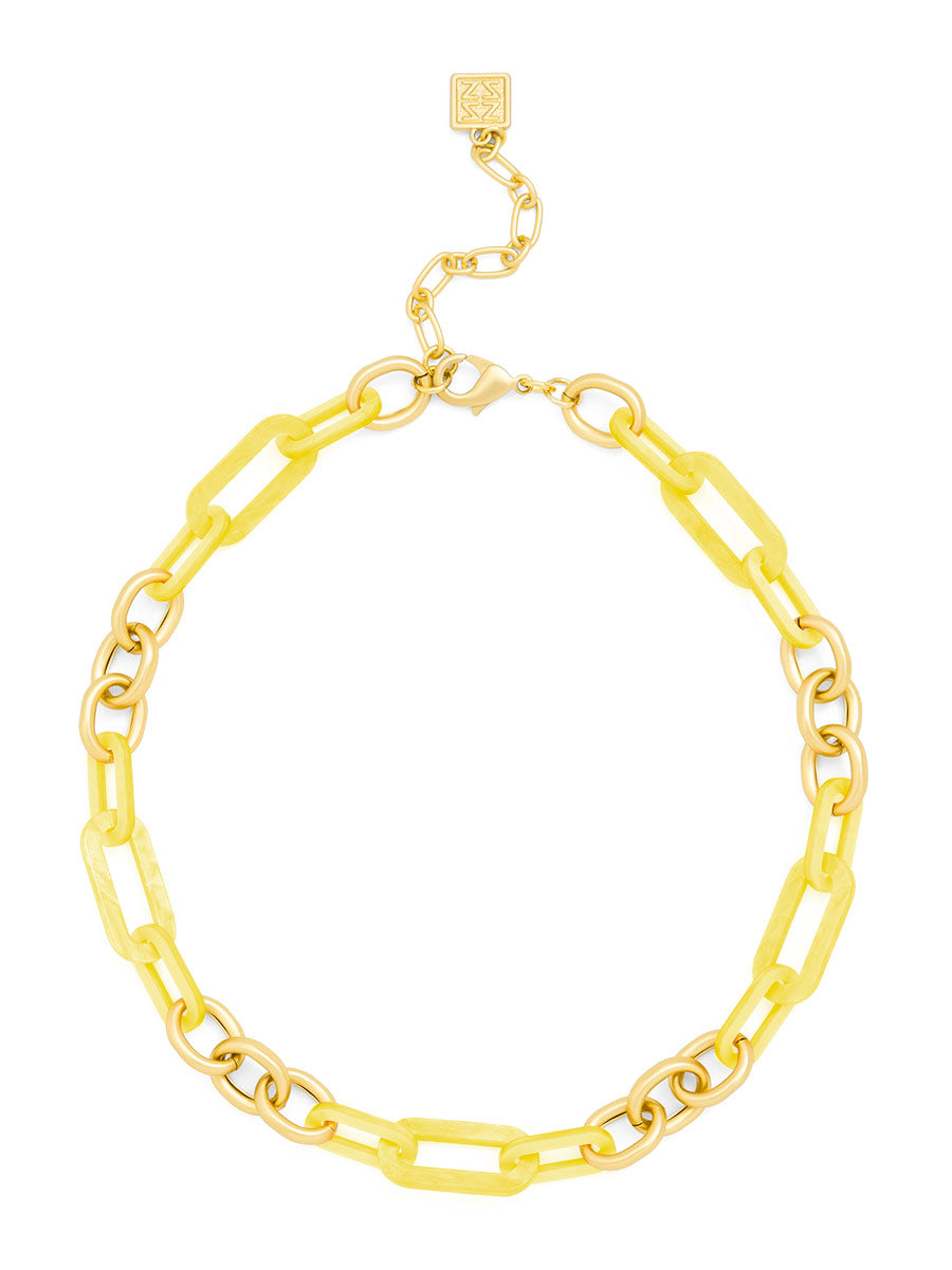 Metal and Resin Link Collar Necklace | ZENZII Wholesale Jewelry