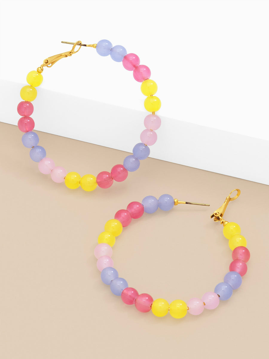 Multicolor Glass Bead Hoop Earring | ZENZII Wholesale Jewelry