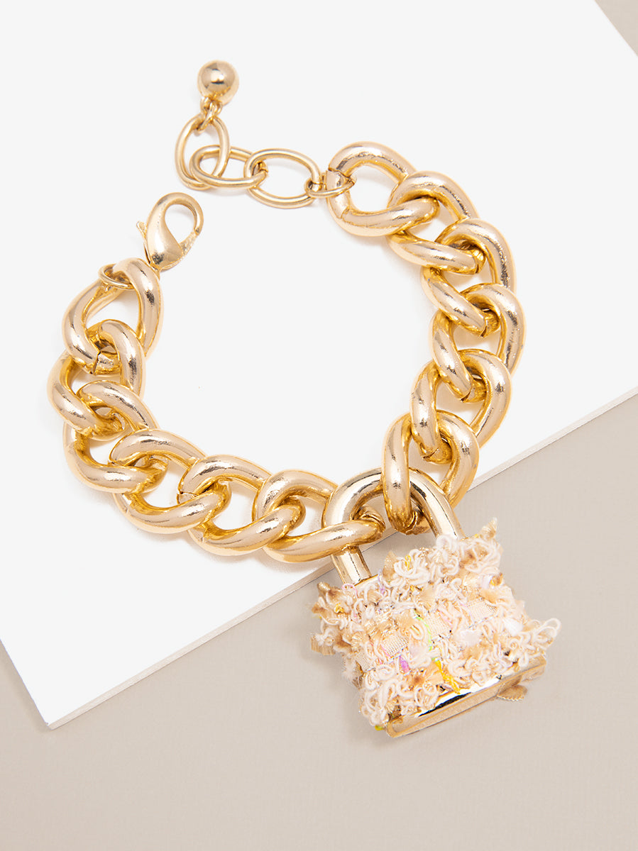 Curb Chain Link and Lock Bracelet | ZENZII Wholesale Jewelry
