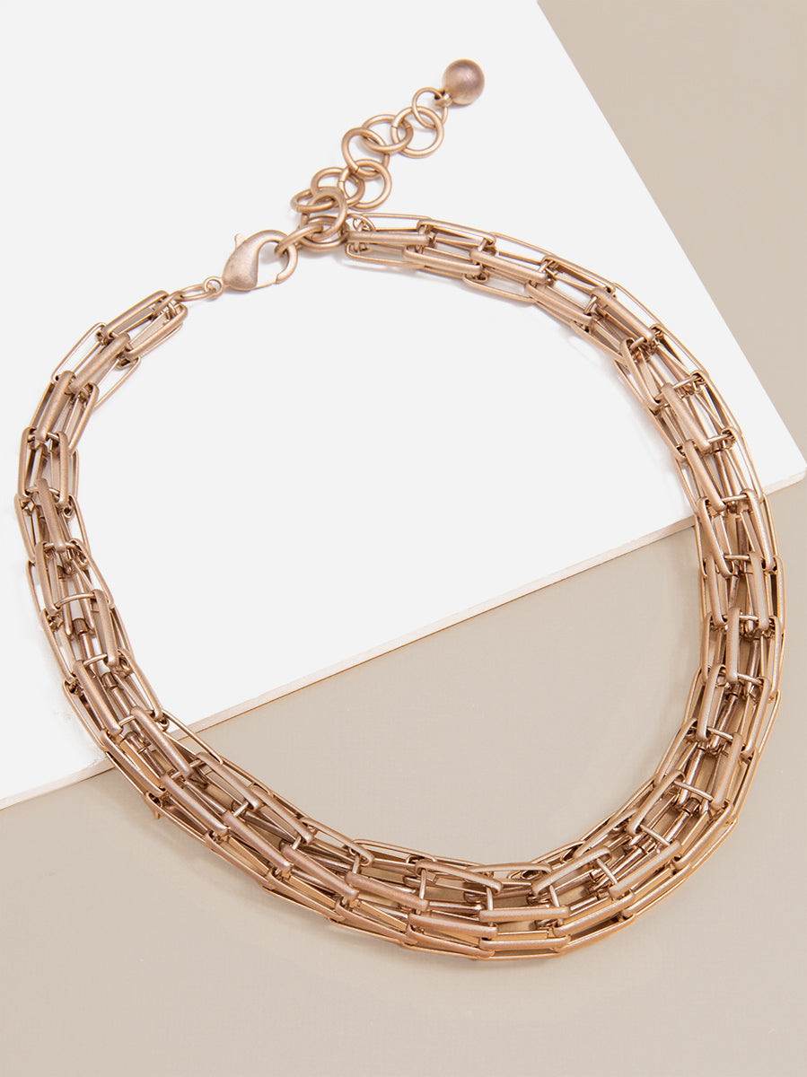 Layered Matte Links Collar Necklace - Chocolate | Beautiful Costume ...