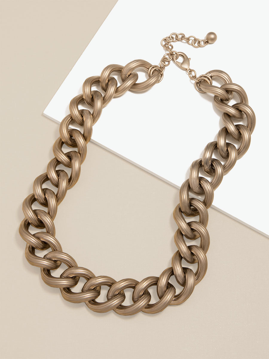 Matte Chunky Chain Collar Necklace - Chocolate | Quality Fashion ...