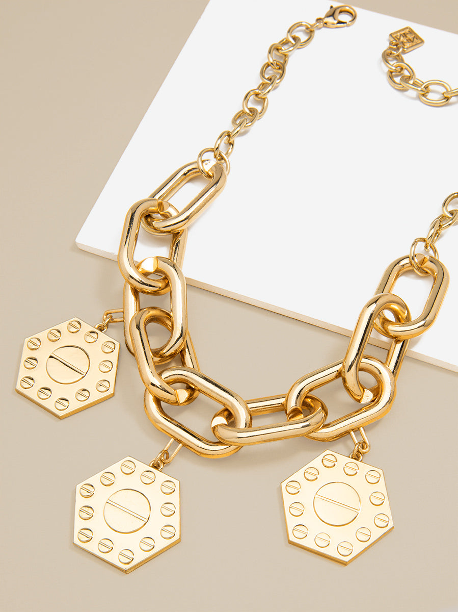 Large Cable Chain Charm Necklace | ZENZII Wholesale Jewelry